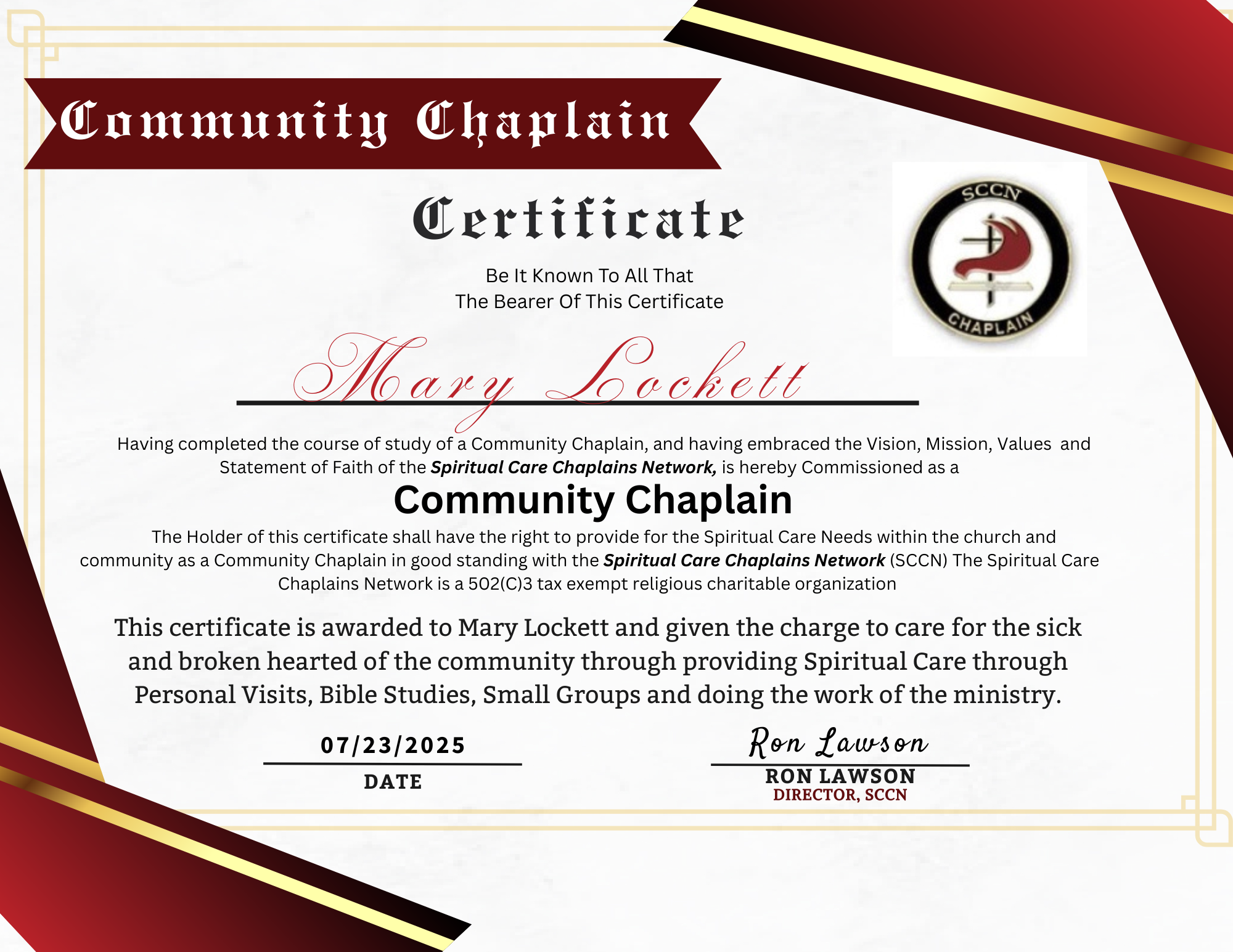 Chaplain/Clergy Credentials – Home
